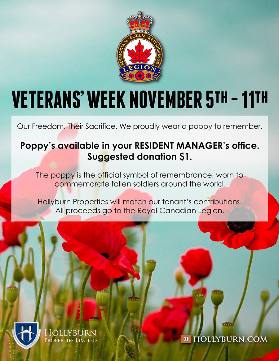 Lest We Forget - Veteran's Week November 5th - 11th - Hollyburn Properties